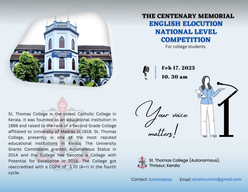 English Elocution National Level Competition, 17.02.2023 - St Thomas ...