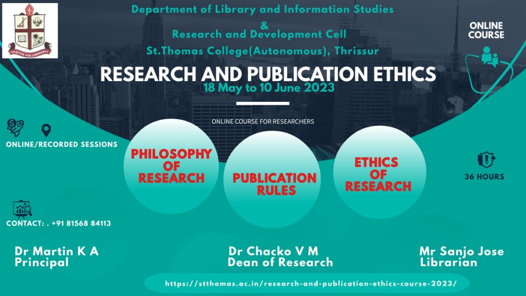 Research and Publication Ethics (RPE) 2023 - St Thomas College (Autonomous)