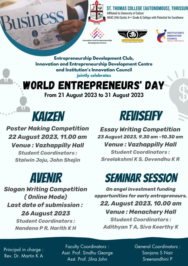 WORLD ENTREPRENEURS' DAY - St Thomas College (Autonomous)