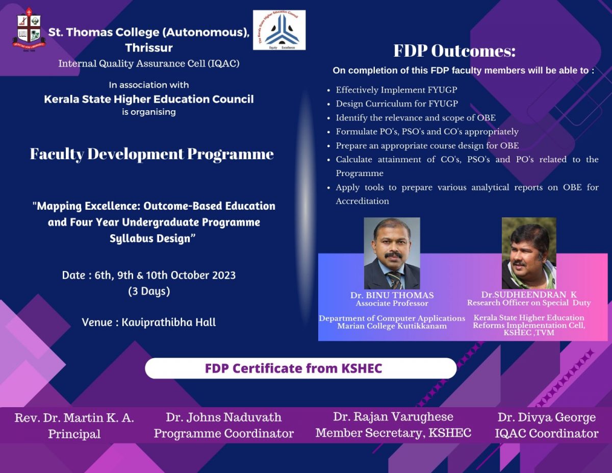 FDP Outcome Based Education - St Thomas College (Autonomous)