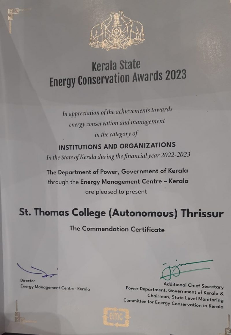 State Energy Conservation Award - St Thomas College (Autonomous)