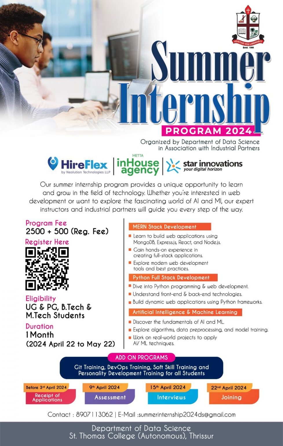 Summer Internship Program 2024 - St Thomas College (Autonomous)