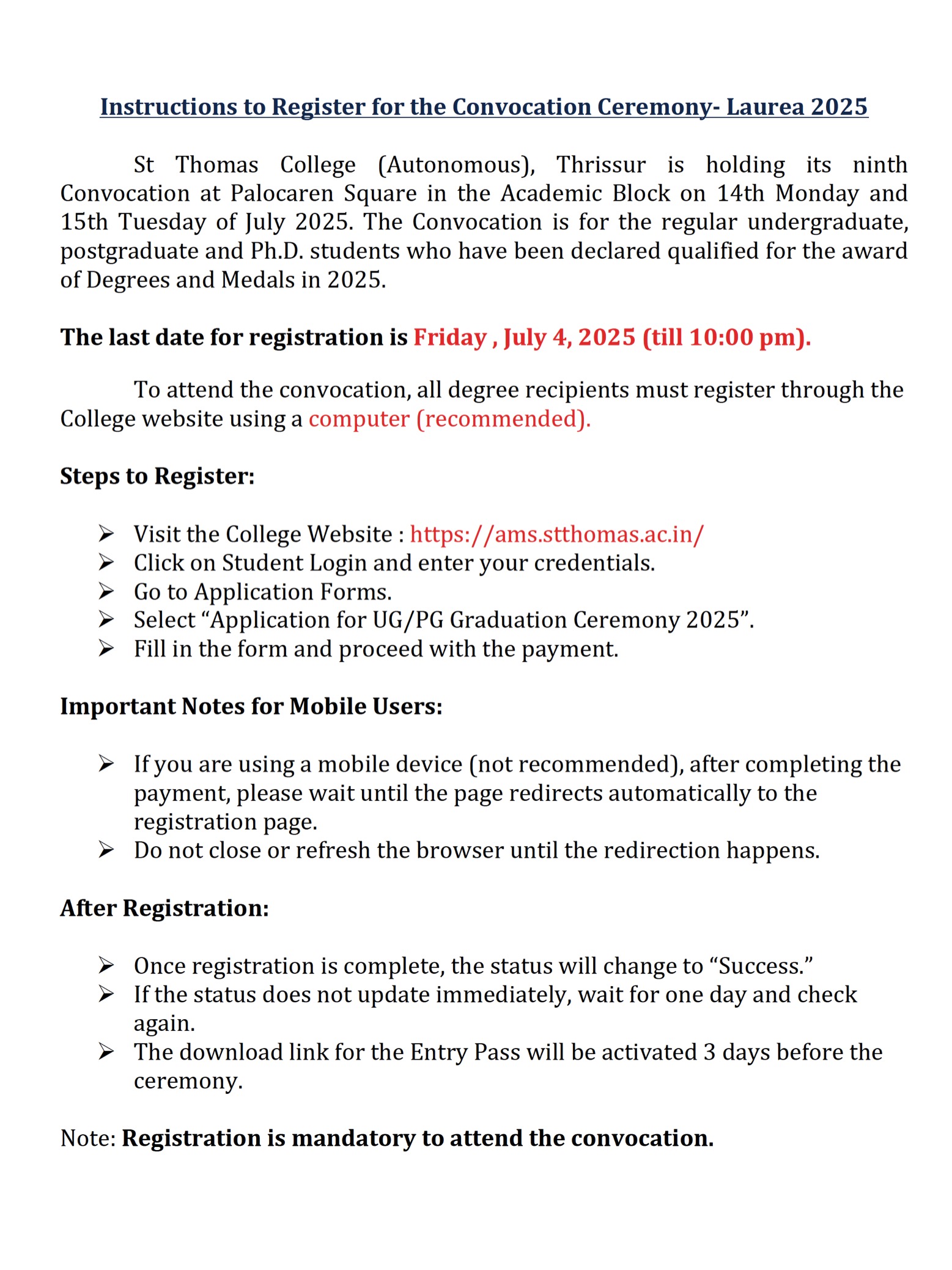 Laurea 2025 - Convocation Ceremony - St Thomas College (Autonomous)