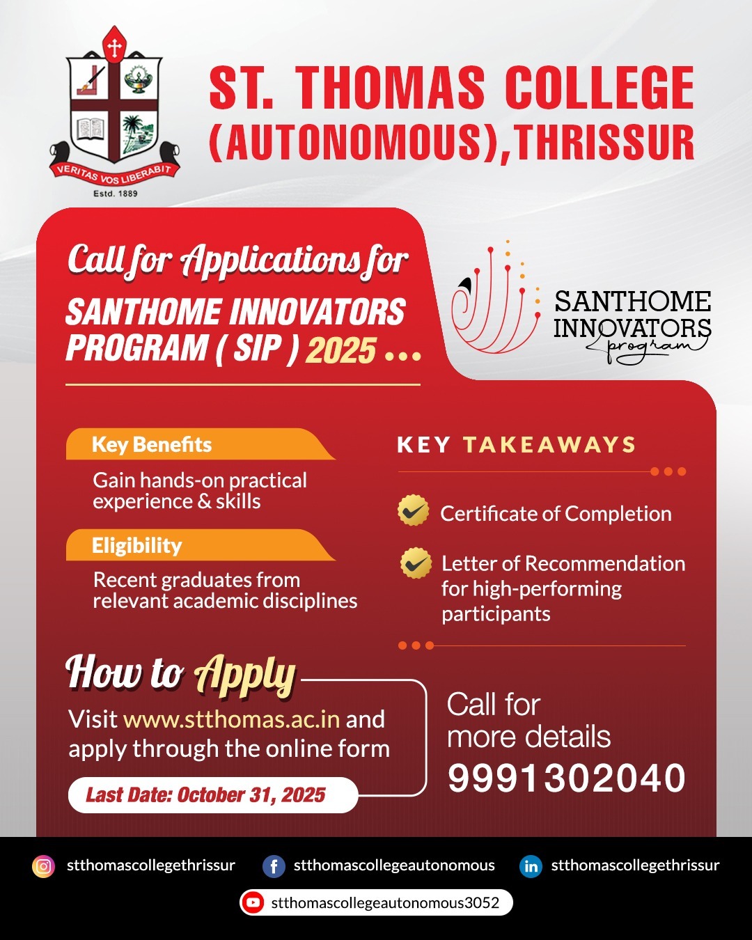 SANTHOME INNOVATORS PROGRAM (SIP) - St Thomas College (Autonomous)