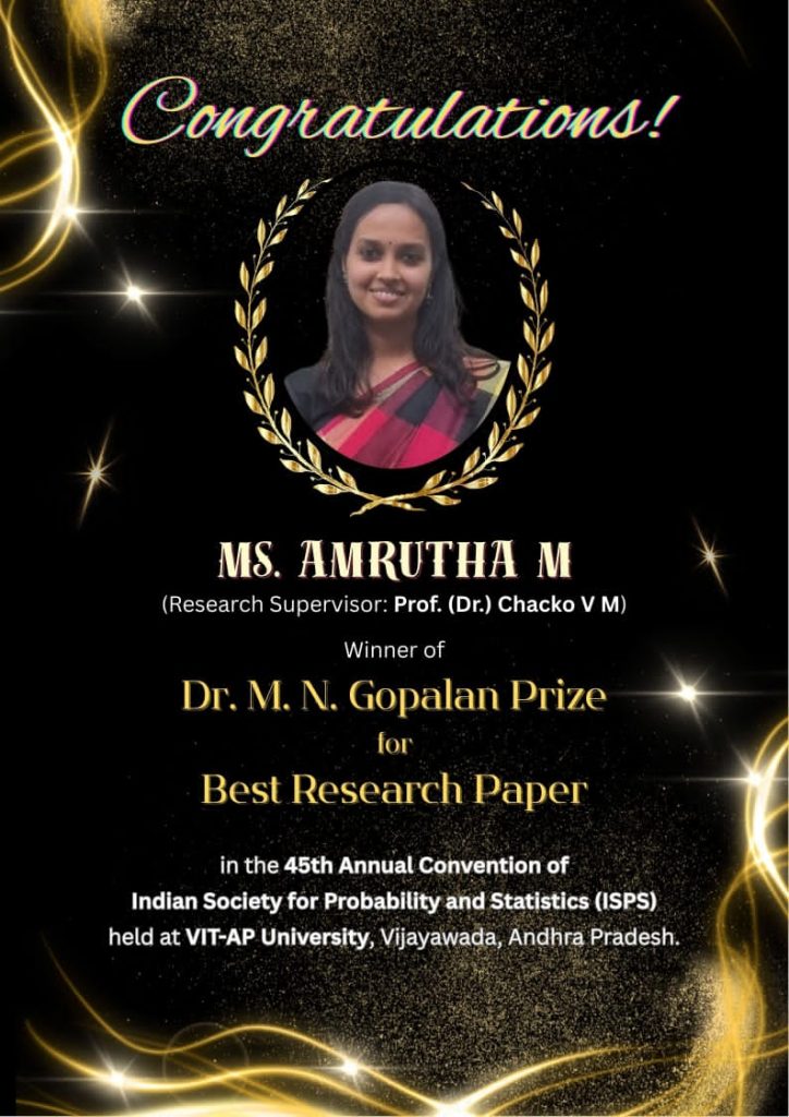 Ms Amrutha M is awarded Dr. M. N. Gopalan prize for BEST Research Paper ...